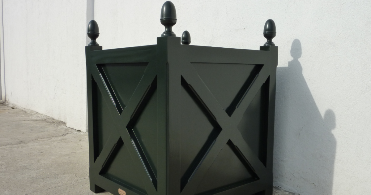 Wood Cross Planter Box with Acorn Finial - Accents of France